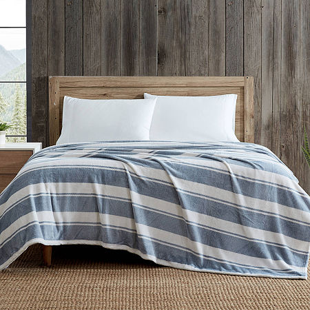 Eddie Bauer Ultra Soft Plush Fleece Blanket  King - Pebble Stripe