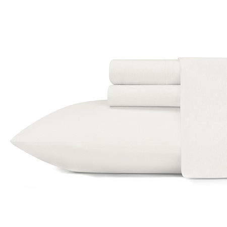 Eddie Bauer Jersey Knit Solid Cotton Blend 4-Pc. Sheet Set  King - White
