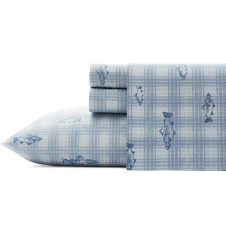Eddie Bauer Printed 100 Cotton Percale 4-Pc. Sheet Set  King - Methow Fish