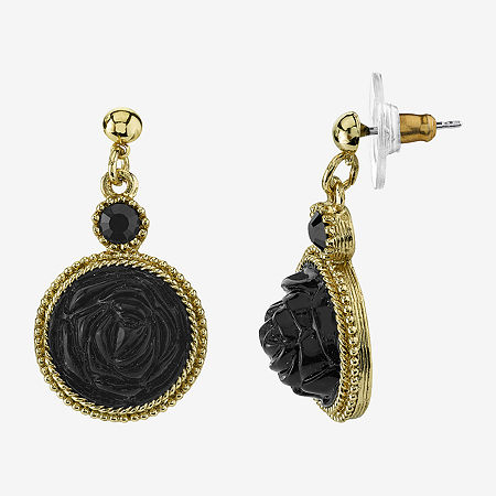 Click here for 1928 Gold Tone Flower Drop Earrings  One Size  Bla... prices
