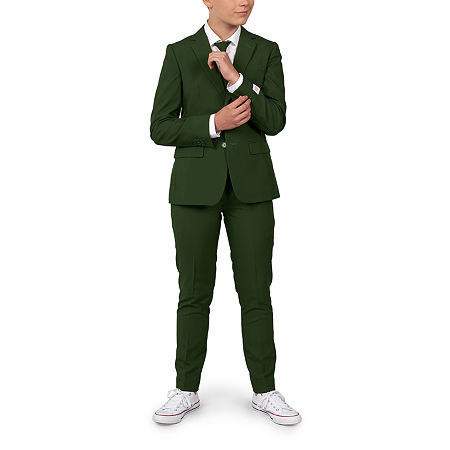 OppoSuits Big Boys Glorious Solid Color Suit  3-Piece Set - Green