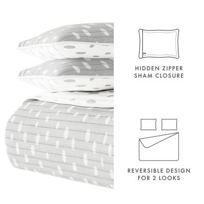 Casual Comfort Dots Reversible Quilt Set, Color: Light Gray - JCPenney