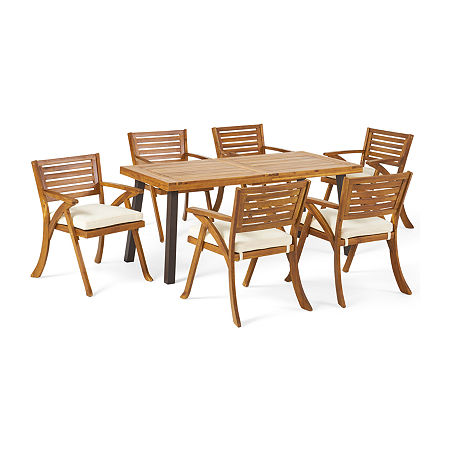 Click here for Della Hermosa Teak 7 Pc Outdoor Dining Set  One Si... prices