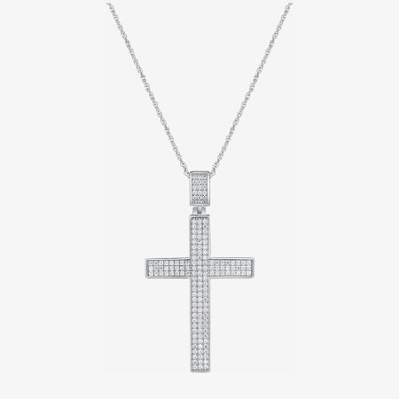Click here for Mens White Cubic Zirconia Sterling Silver Cross 24... prices