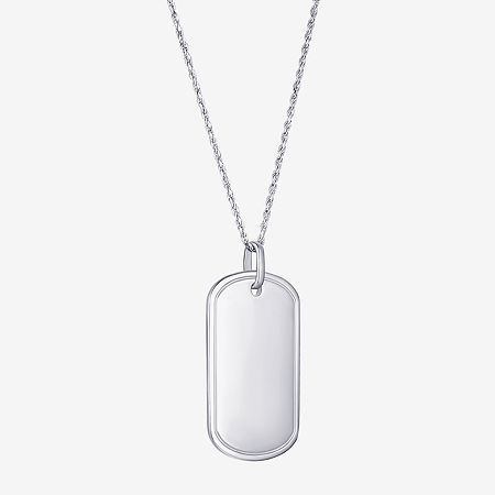 Click here for Mens Sterling Silver Dog Tag 24 Inch Pendant Neckl... prices