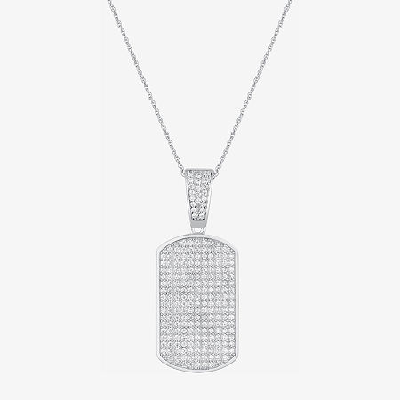 Click here for Mens White Cubic Zirconia Sterling Silver Dog Tag... prices