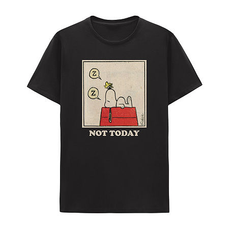Mens Short Sleeve Snoopy Graphic T-Shirt  Medium  Black