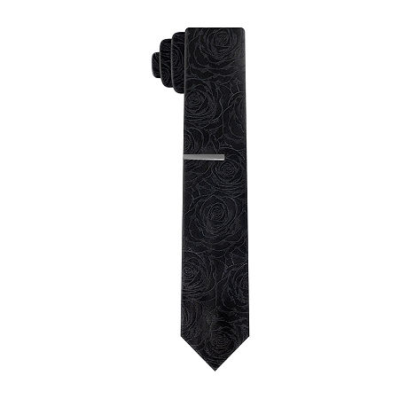 Click here for J. Ferrar Floral Tie  One Size  Black prices