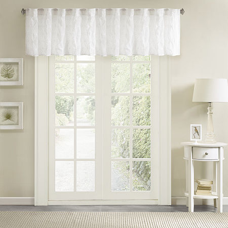 Madison Park Gemma Sheer Embroidered Rod pocket top finish Window Valance for Bedroom and kitchen  18 inch valances for windows for Living Room  Width