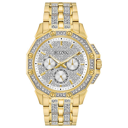 Mens Bulova Octava Silver White Dial Bracelet Watch - 98C126