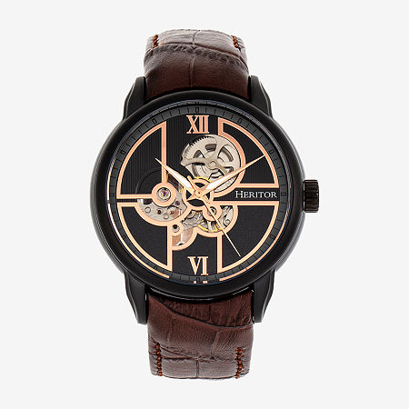 Click here for Heritor Mens Automatic Black Leather Strap Watch H... prices