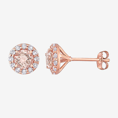 Click here for Genuine Pink Morganite 14K Rose Gold 8.2mm Stud Ea... prices