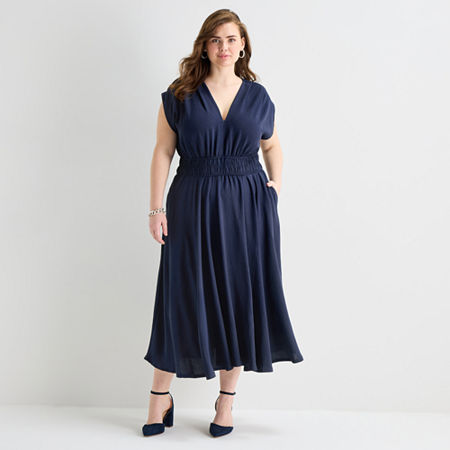 Click here for Melonie T Womens Plus Short Sleeve Midi Fit + Flar... prices