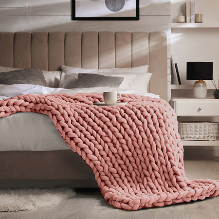 Click here for Vellux Weighted Chunky Knit Blanket  One Size  Red prices
