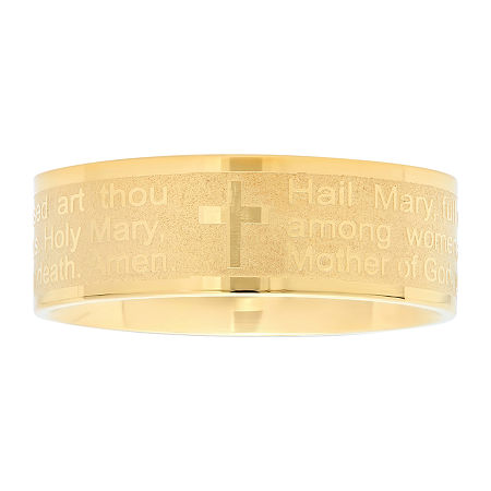 Click here for Steeltime Hail Mary Prayer Mens 6MM 18K Gold Over... prices