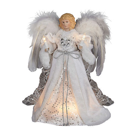 Kurt S. Adler 12in. UL 10-Light White & Silver Angel Treetop