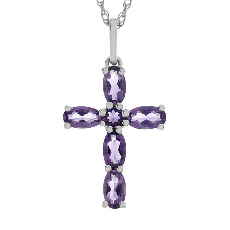 Click here for Lab-Created Amethyst Sterling Silver Cross Pendant... prices