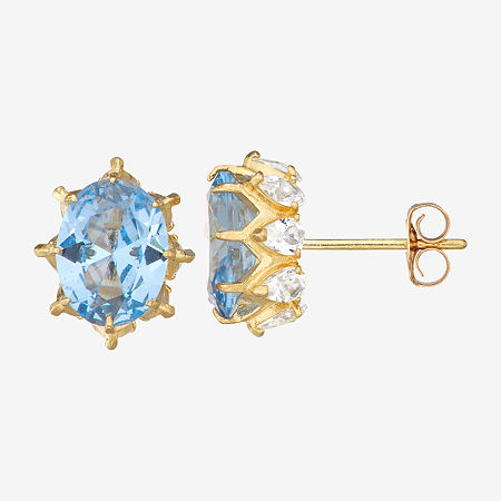 Click here for Simulated Blue Aquamarine 10K Gold 10mm Stud Earri... prices