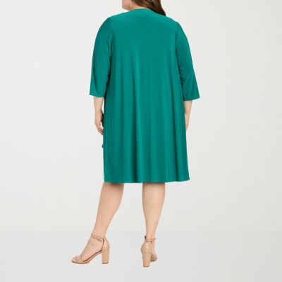 R & M Richards Womens Geometric Jacket Dress Plus, Color: Green - JCPenney