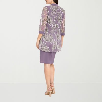 R & M Richards Womens Floral Jacket Dress With Removable Necklace ...