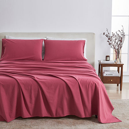Click here for Linery Solid Flannel Sheet Set  One Size  Pink prices