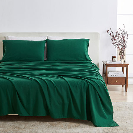 Click here for Linery Solid Flannel Sheet Set  One Size  Green prices