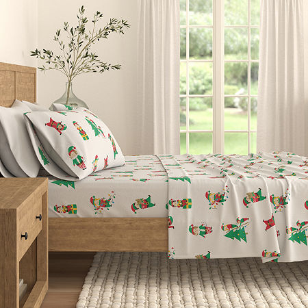 Click here for Linery Holiday Flannel Sheet Set  One Size  White prices