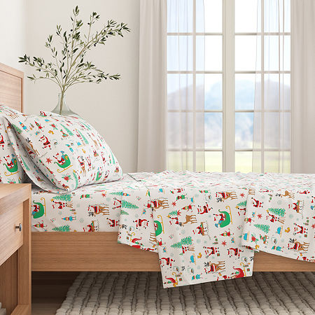 Click here for Linery Holiday Flannel Sheet Set  One Size  White prices