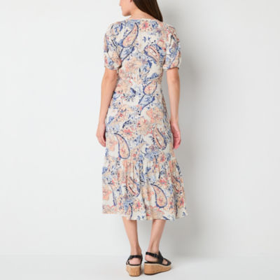 Frye and Co. Womens Short Sleeve Midi Fit + Flare Dress, Color: Sea ...