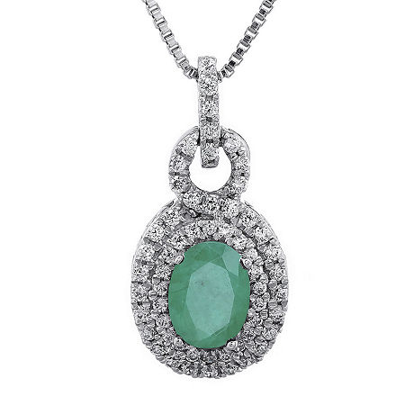 Click here for 1/3 CT. T.W. Diamond and Genuine Emerald 10K Gold... prices