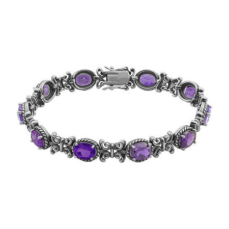 Click here for Genuine Amethyst Oxidized Sterling Silver Tennis B... prices