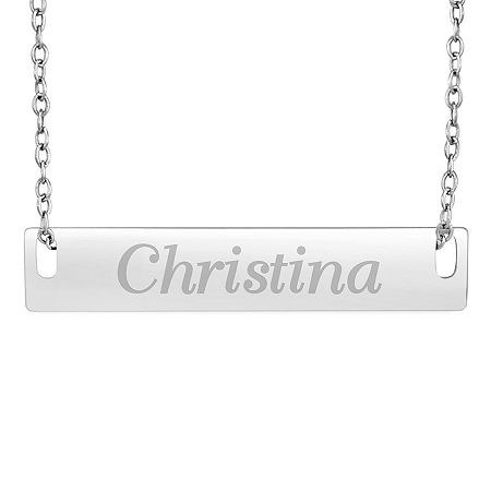 Click here for Personalized Sterling Silver Name Bar Necklace  On... prices