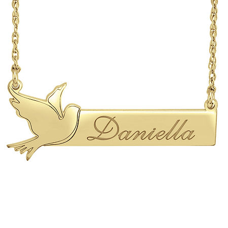 Click here for Personalized Womens 24K Gold Over Silver Bird Bar... prices