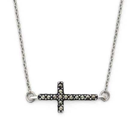 Click here for Marcasite Sideways Cross Pendant Sterling Silver N... prices
