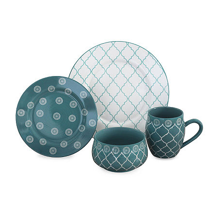 Click here for Baum Moroccan Turq 16-pc. Stoneware Dinnerware Set... prices