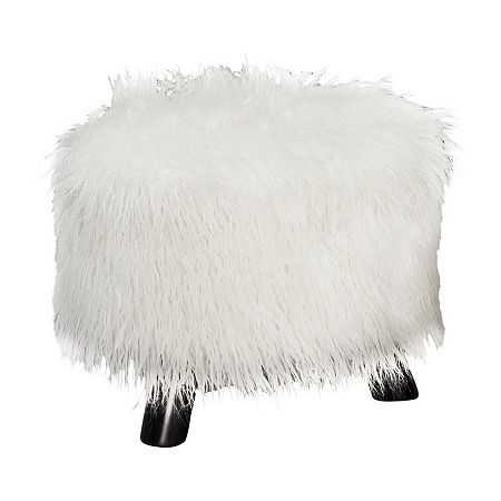 Click here for 16 Wide White Faux Fur Foot Stool  One Size  Black prices
