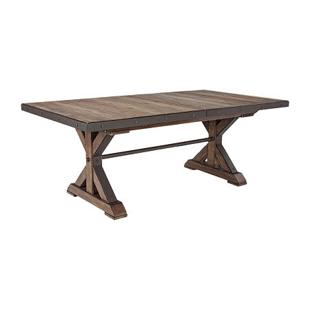 Click here for Taos Rectangular Trestle Table  One Size  Brown prices
