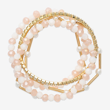 Click here for Bijoux Bar Gold Tone Womens 5-pc. Pink Glass Brace... prices