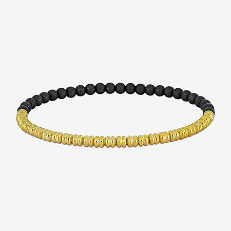 Click here for Mens 18K Gold Over Silver Titanium Stretch Bracele... prices
