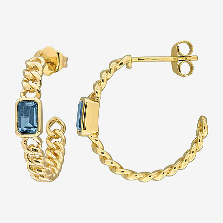 Click here for Womens Genuine Blue Topaz 14K Gold 20.5mm Hoop Ear... prices