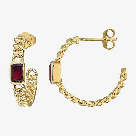 Click here for Womens Genuine Red Garnet 14K Gold 20.5mm Hoop Ear... prices