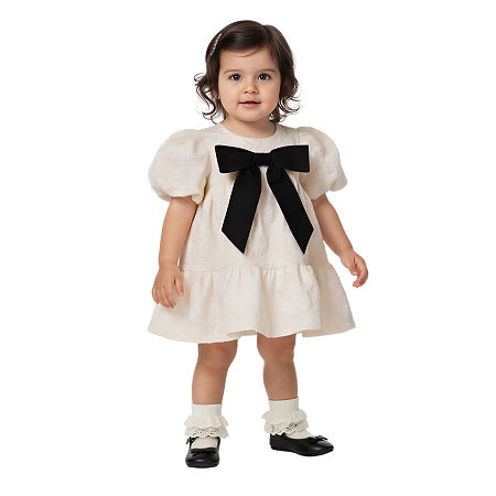 Click here for Bonnie Baby Baby Girls Bow Detail Jacquard Dress -... prices