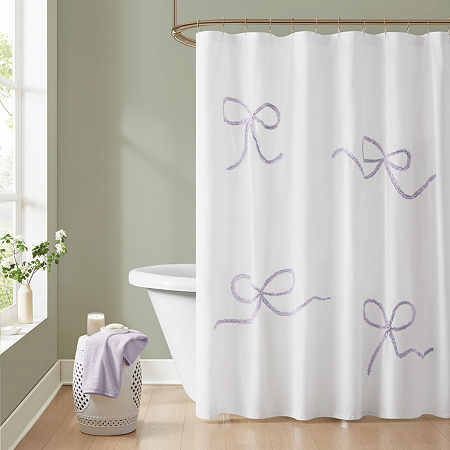 Click here for Truly Soft Textured Bows Shower Curtain  One Size... prices
