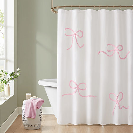 Click here for Truly Soft Textured Bows Shower Curtain  One Size... prices