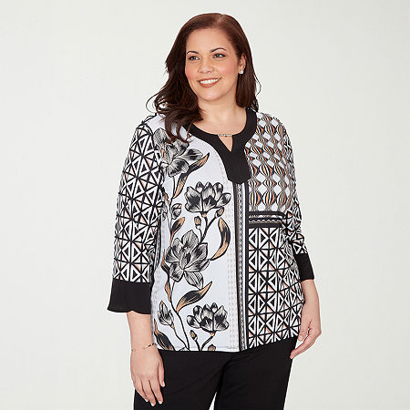 Click here for Alfred Dunner Classics Womens Plus Split Crew Neck... prices