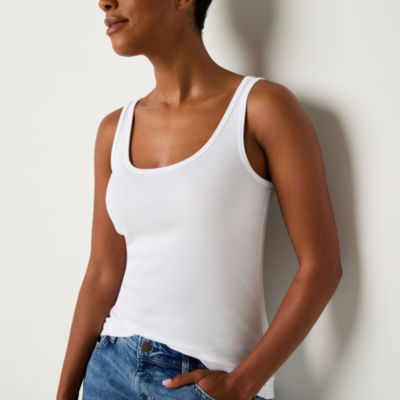 a.n.a Womens U Neck Sleeveless Ribbed Tank Top - JCPenney