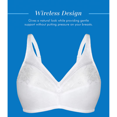 BestForm Floral Trim Wireless Cotton Bra- 5006233, Color: White - JCPenney