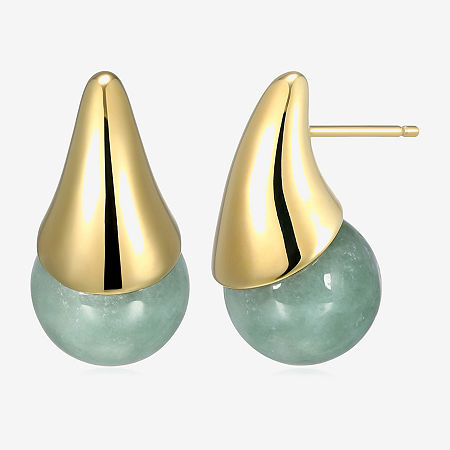 Click here for Genuine Green Jade 18K Gold Over Silver 19mm Stud... prices