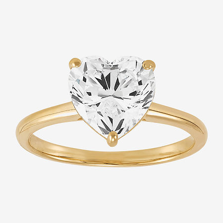 Click here for Womens White Cubic Zirconia 10K Gold Heart Solitai... prices