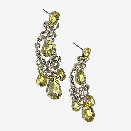 Click here for Bijoux Bar Silver Tone Womens Yellow Glass Chandel... prices